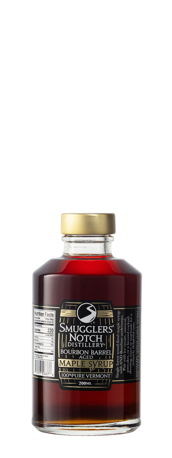Bourbon Barrel Aged Maple Syrup 200mL | Smugglers' Notch Distillery